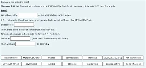 Solved Theorem 2 11 Let P Be A Strict Preference On X If