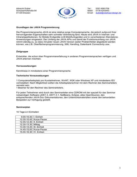 Grundlagen Der Java Programmierung Die Programmiersprache