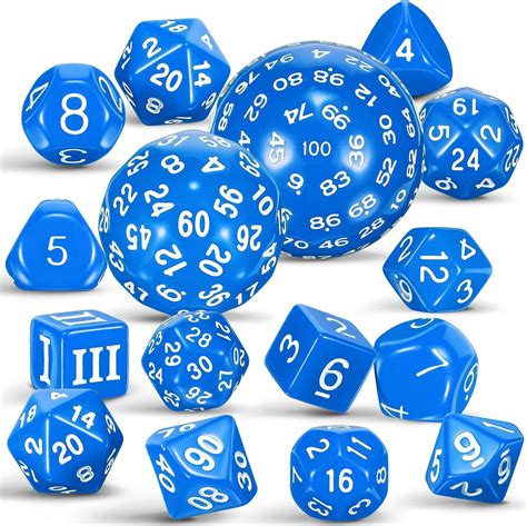 15 Pieces Complete Polyhedral Dice Set D3 D100 Spherical Rpg Dice Set