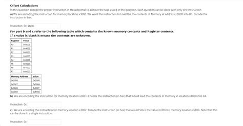 Offset Calculations In This Question Encode The Chegg