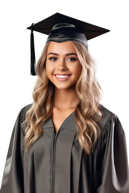 Atractiva Chica De Belleza Sonriente Con Gorro De Graduación Aislado En