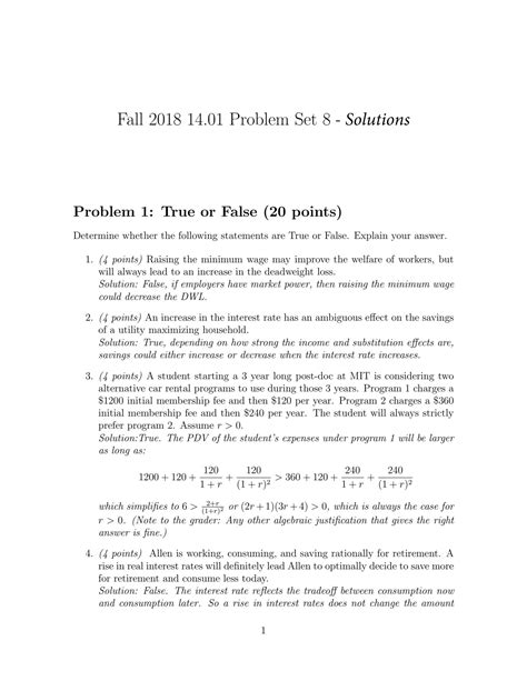 Solution Assignment Principles Of Microeconomics Problem Set 8