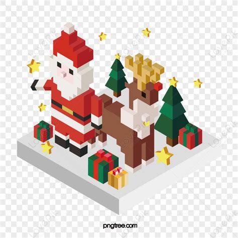 산타 클로스 엘크 만화 빌딩 블록 장식기념일휴일 Png 일러스트 무료 다운로드 Lovepik