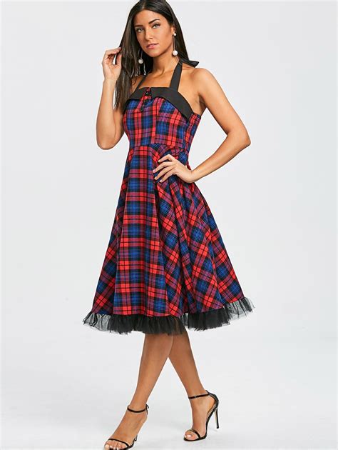 34 Off 2021 Retro Style Halter Swing Dress In Multicolor Dresslily