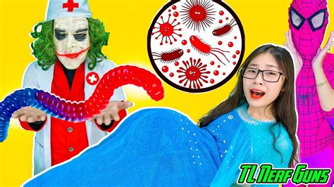 Pink Spidergirl Elsa Doctor Joker Vs Spiderman Pranks Superhero War