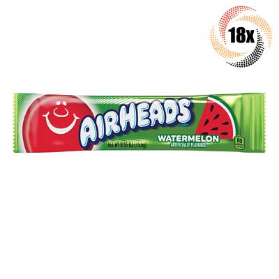 18x Bars Airheads Watermelon Flavored Chewy Taffy Candy Singles 55oz