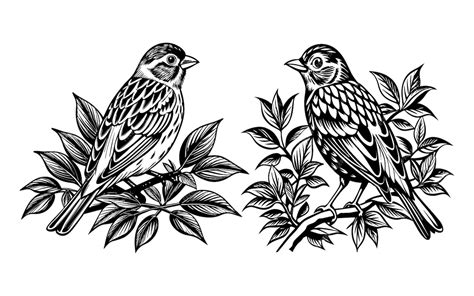 Bird Sitting On A Tree Branch Vector Art Silhouette Illustration