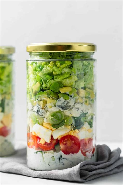 Vegetarian Cobb Salad Meal Prep Jar Healthy Fitness Meals
