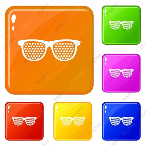 Glasses Isolated Vector Art Png Black Pinhole Glasses Icons Set