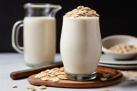 Premium Photo Vegan Oat Milk And Oatmeal