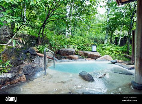 The Japanese Outdoor Onsen Baths At Sasaya Onsen In Toyama Japan Stock