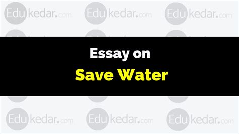 Essay On Save Water 250 500 1000 Words For Students