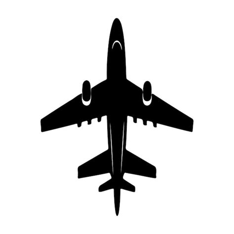 Silhouette Of A Commercial Airplane From Top View Premium Ai