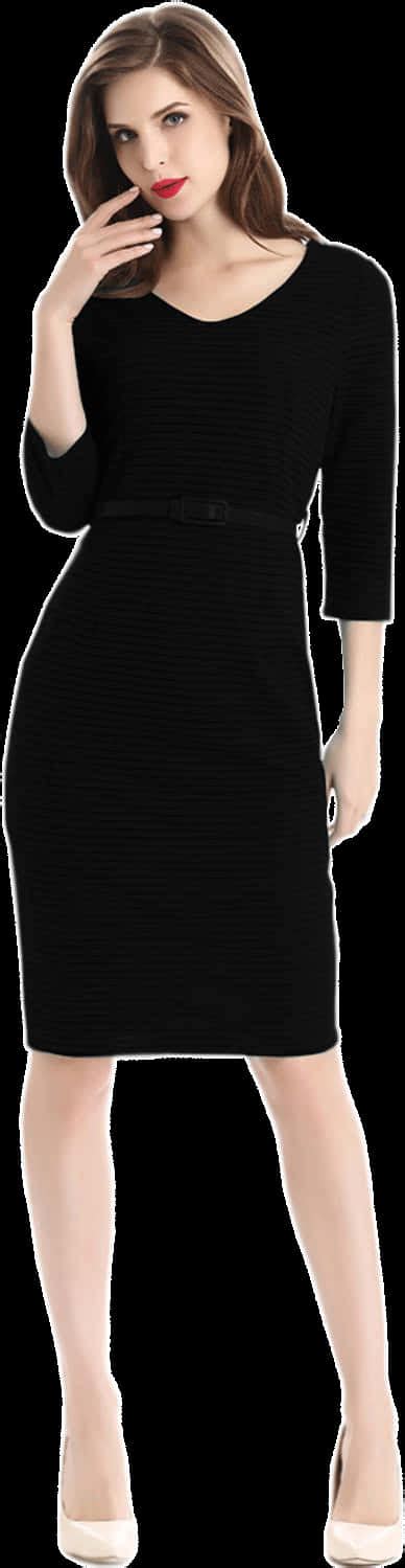 Download Elegant Black Dress Model Pose