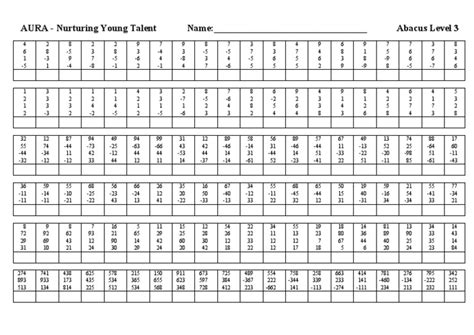 Abacus Level 3 Practice Sheet 6 Pdf