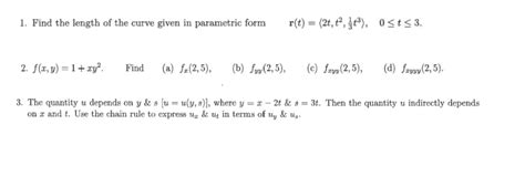 Solved Find The Length Of The Curve Given In Parametric Chegg