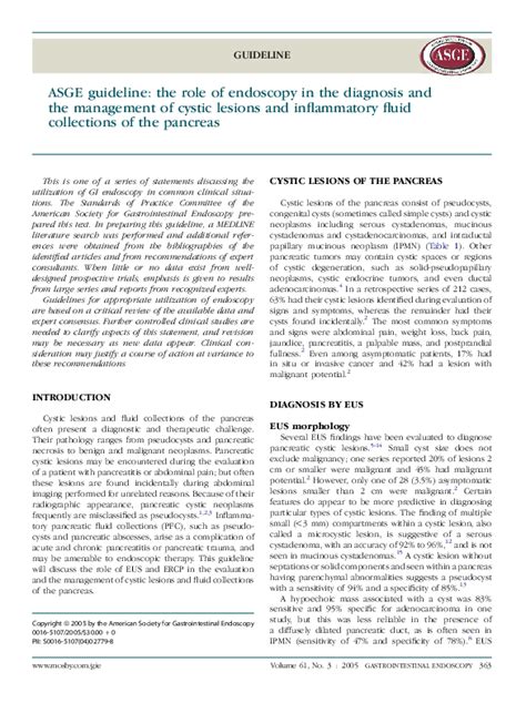 Pdf Asge Guideline The Role Of Endoscopy In The Diagnosis And The