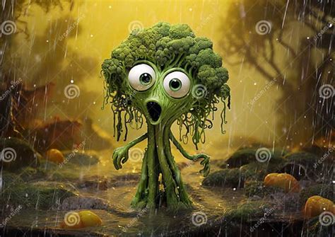 Broccoli In The Rain He Is Happy That It Is Raining And He Will Be An