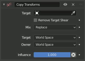 Copy Transforms Constraint Blender LTS Manual