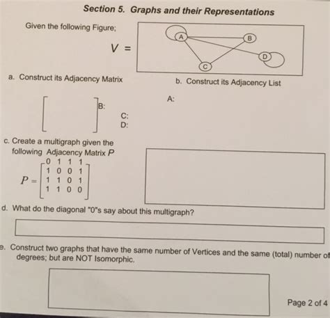 Solved Section 5 Graphs And Their Representations Given The
