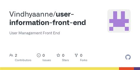 Github Vindhyaanne User Information Front End User Management Front End
