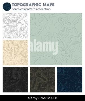 Topographic maps. Appealing isoline patterns, seamless design. Attractive tileable background ...