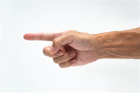 Premium Photo Man Hand Pointing On White Background