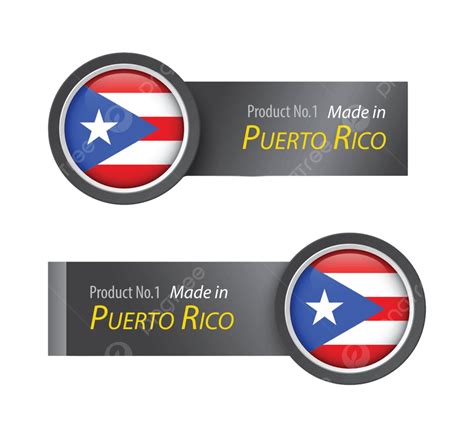 National Symbol Of Puerto Rico Featuring The Flag Icon And Label With