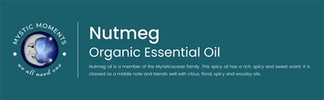 Mystic Moments Organic Nutmeg Essential Oil 10ml Pure And Natural Oil