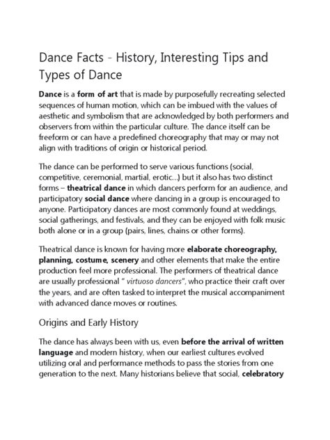 Dance Facts Pdf Dances Ballroom Dance