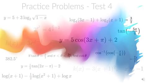 Practice Problems Test 4 Exam Review Precalculus Solutions
