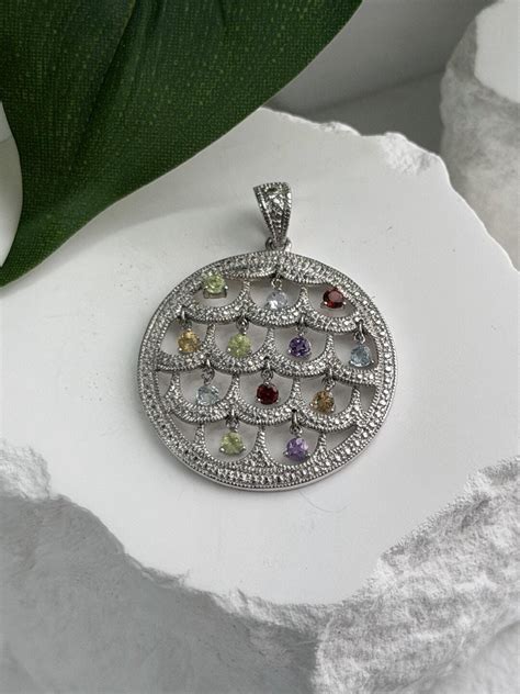 Beautiful 925 Sterling Silver Multi Color Spinel Pendant Etsy