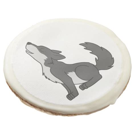 Gray Wolf Pup Howling Sugar Cookie Zazzle