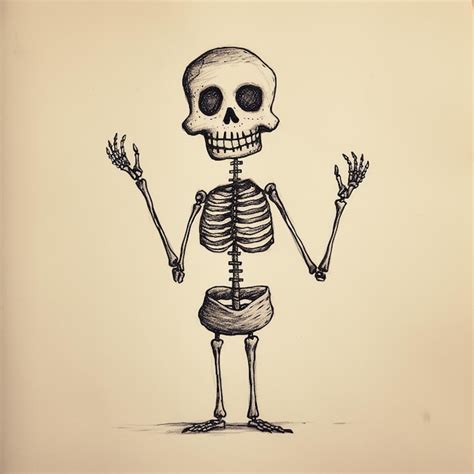 Premium Photo Sketch Of Creepy And Cute Skeleton