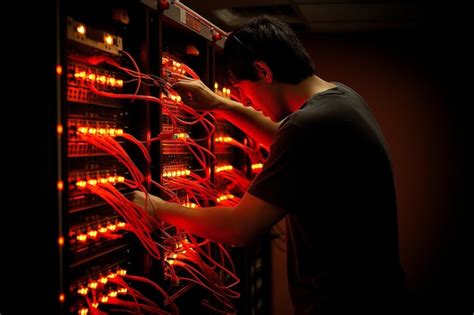 Network Administrator Configuring Firewall Rules Premium Ai Generated