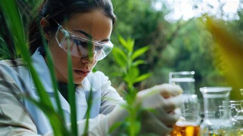 A Woman In A Lab Coat Collects River Water Sample For Testing Aig Premium AI Generated Image