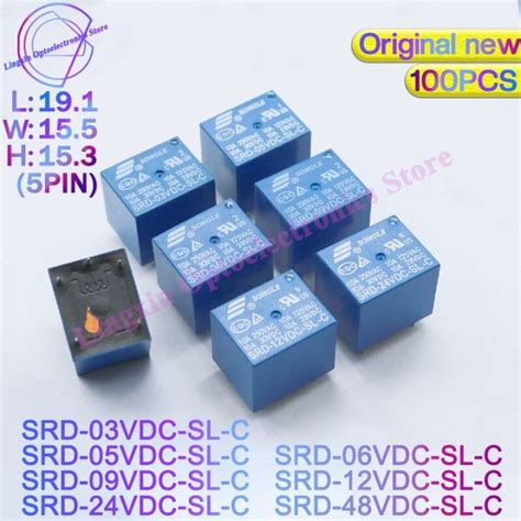 รีเลย์10A SRD-24VDC-SL-C SRD-09VDC-SL-C SRD-05VDC-SL-C 100ชิ้น/ล็อต DC ...