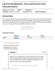 Lab 6 Pre Reading Quiz Form And Function Of The Muscular System BIOL 204 201 Vertebrate