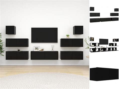 Vidaxl Kleiderschrank 7 Tlg Tv Schrank Set Schwarz Spanplatte Tv