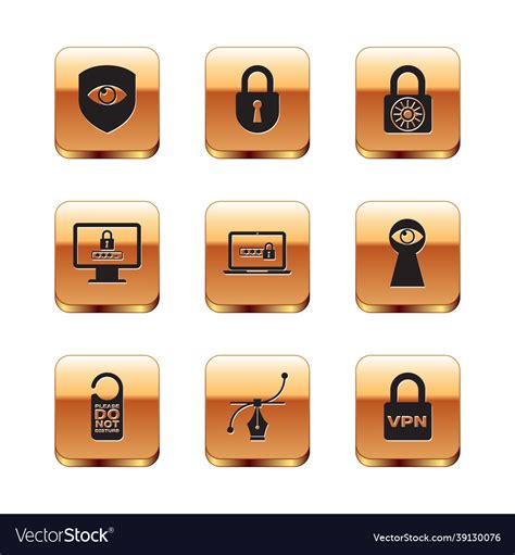 Set Shield And Eye Please Do Not Disturb Bezier Vector Image