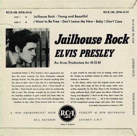 Elvis Presley Jailhouse Rock Ep Vinyl Record 7 Inch Rca 1958