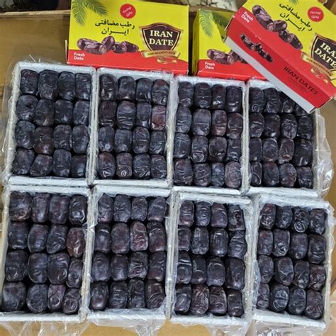 خرید و قیمت رطب یا خرما مضافتی باغات بم کیفیت متوسط سبک وزن 48 دانه 12 بسته 600 گرمی در مادر