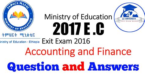 Exit Exam Accounting And Finance Questions And Answer 2016 Ec Youtube