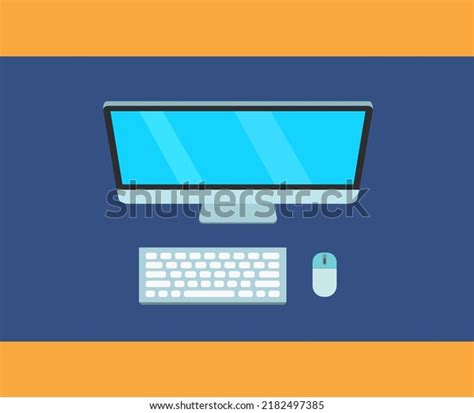 Computer Desktop Mouse Keyboard Top Perspective Stock Vector Royalty