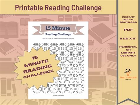 15 Minute Reading Challenge Printable Pdf Instant Download 30 Day