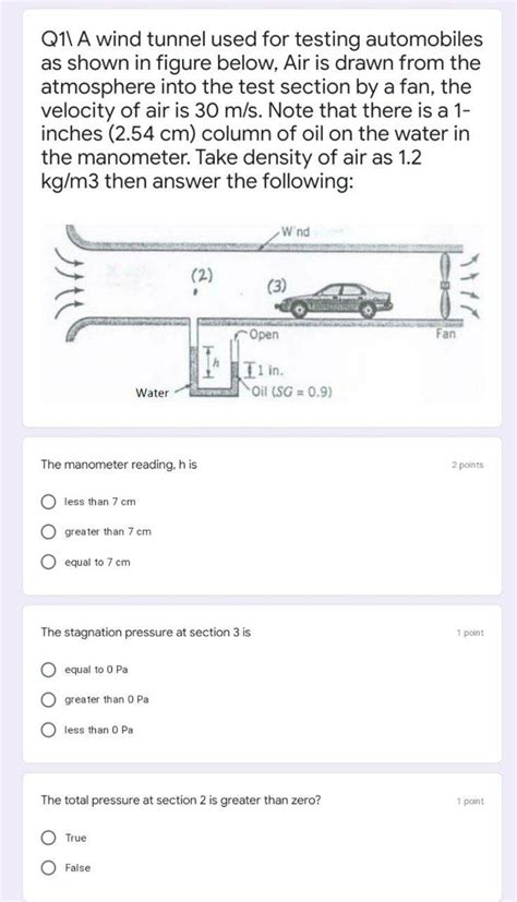 Solved Q A Wind Tunnel Used For Testing Automobiles As Chegg