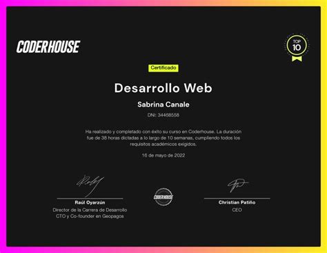 Feliz De Haber Finalizado El Curso De Desarrolloweb En Coderhouse Con