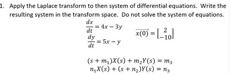 Solved Apply The Laplace Transform To Then System Of Chegg