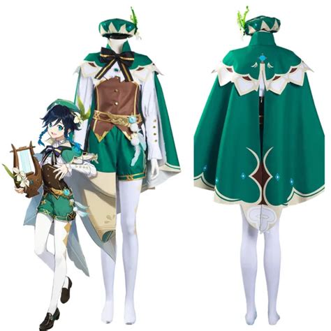 Game Genshin Impact Venti Cosplay Costume Halloween Outfit Full Set Eur