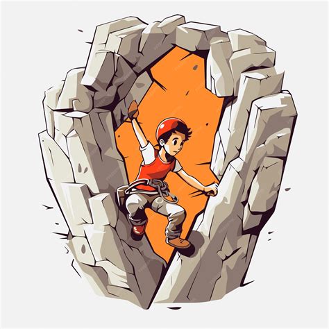 Premium Vector Climber Climbing On A Rocky Wall Vector Cartoon